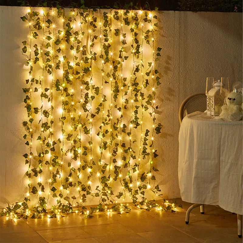 Flower Green Leaf String Lights Artificial Vine Fairy Lights Battery P ...